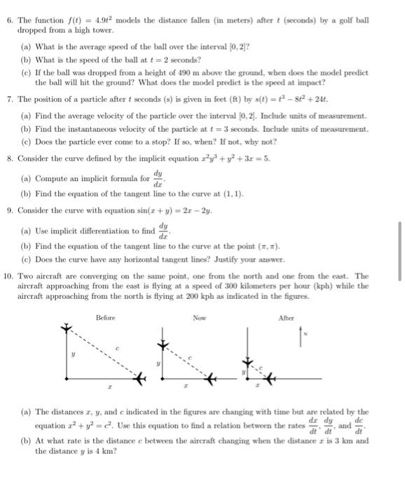 Solved 6 The Function F T 4 9t2 Models The Distance Fallen