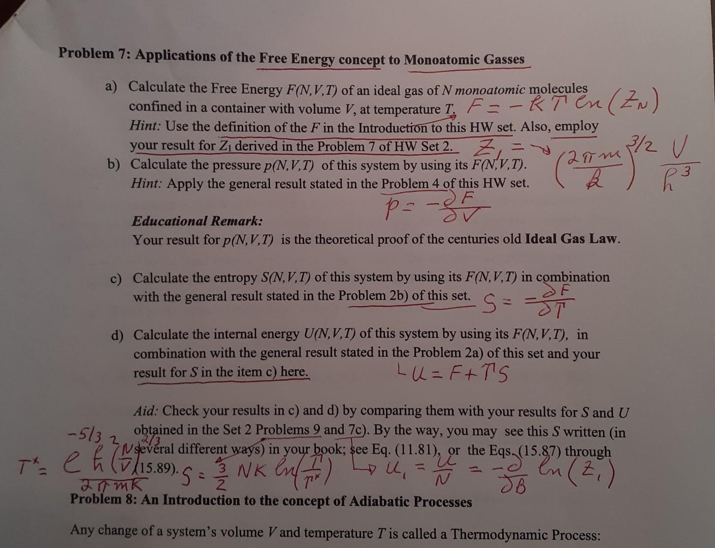 Solved Problem 7: Applications of the Free Energy concept to | Chegg.com