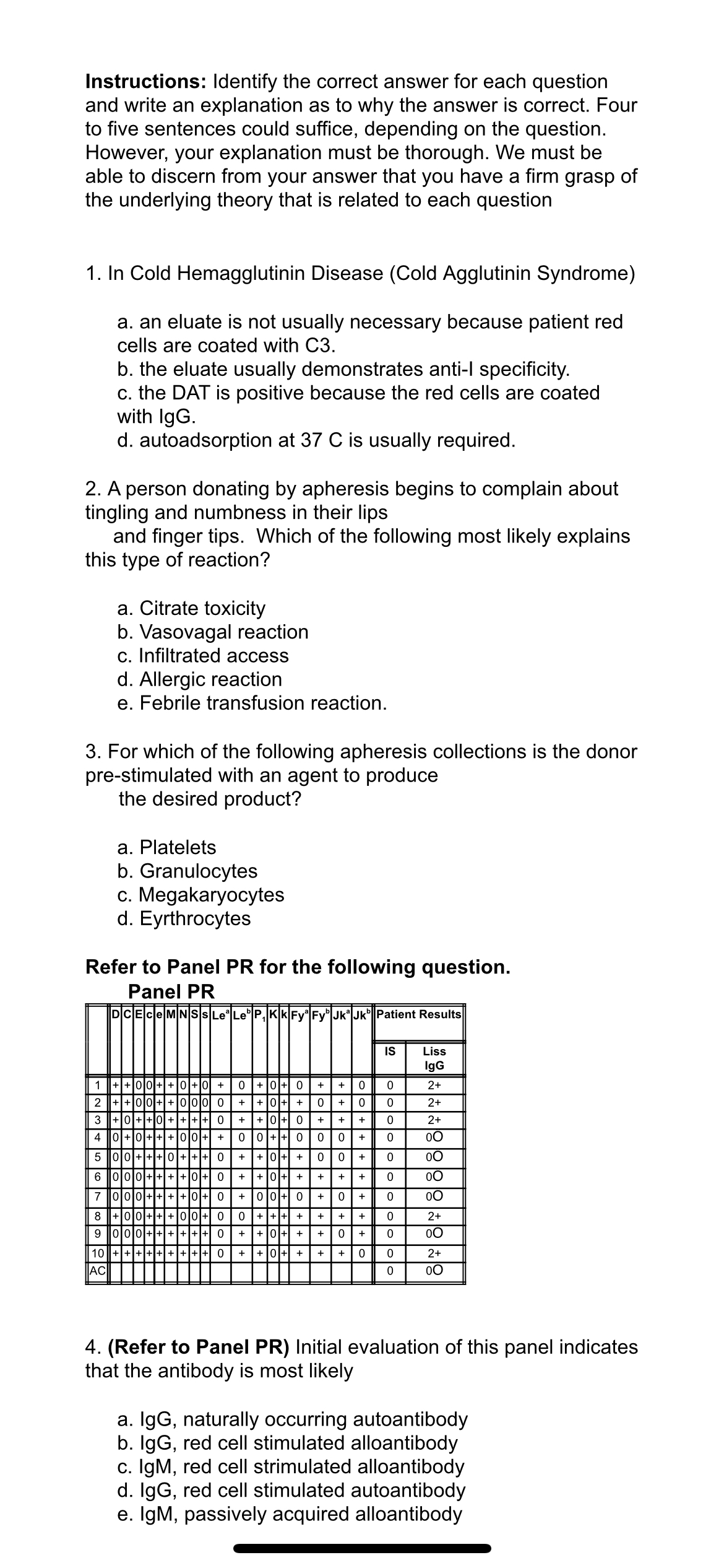 Solved Instructions: Identify the correct answer for each | Chegg.com