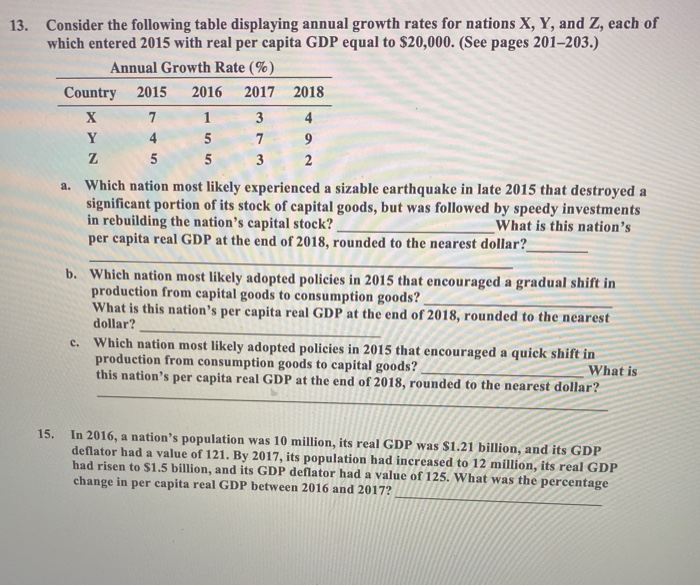 Solved 13. Consider the following table displaying annual | Chegg.com