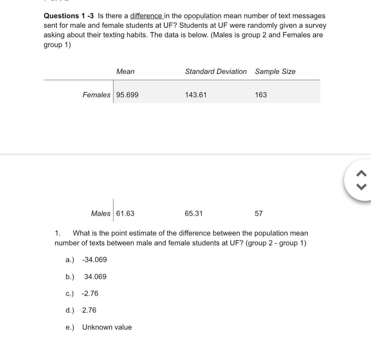Solved Questions 1 -3 ﻿Is there a difference in the | Chegg.com