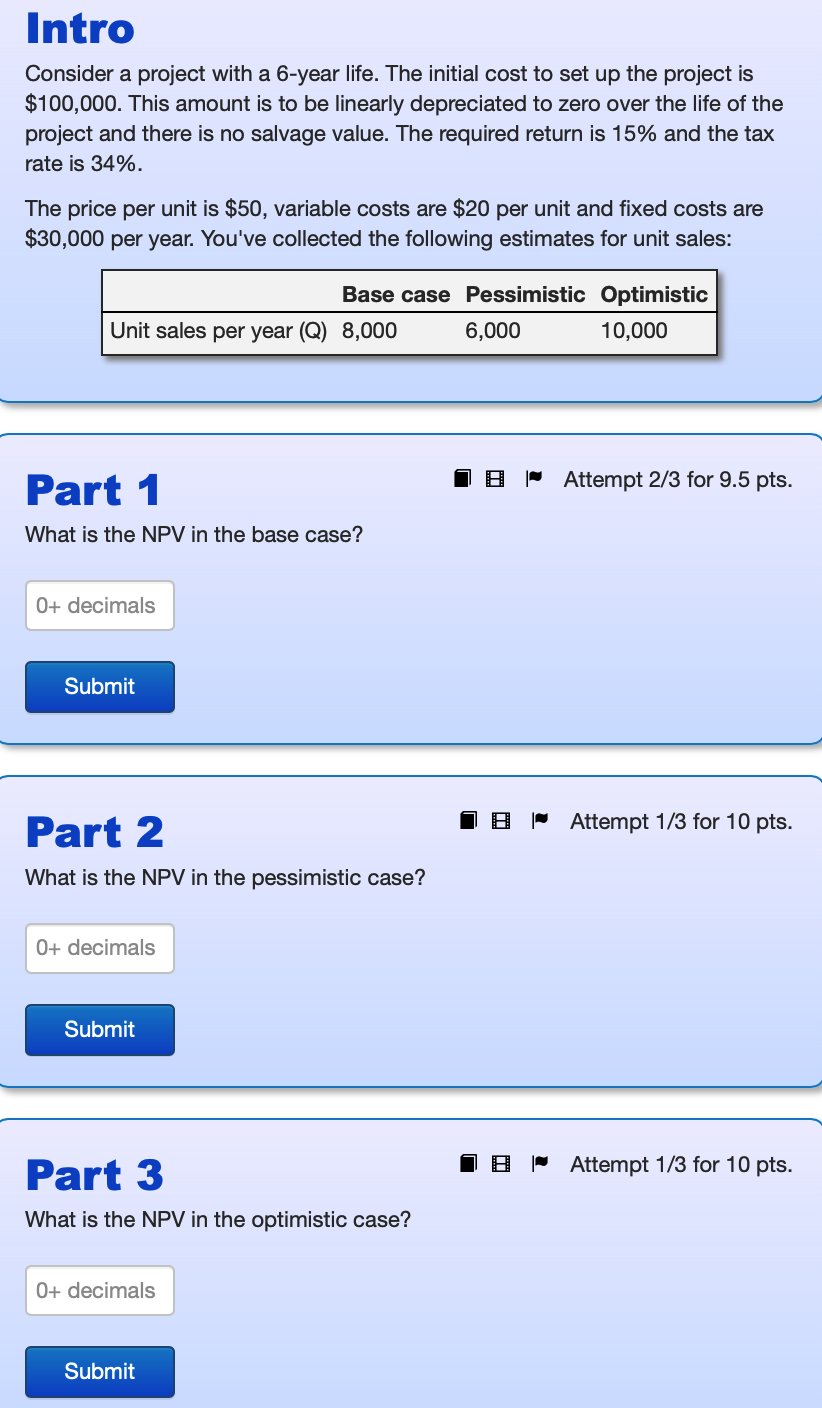 Solved Part 3What is the NPV in the optimistic case? | Chegg.com
