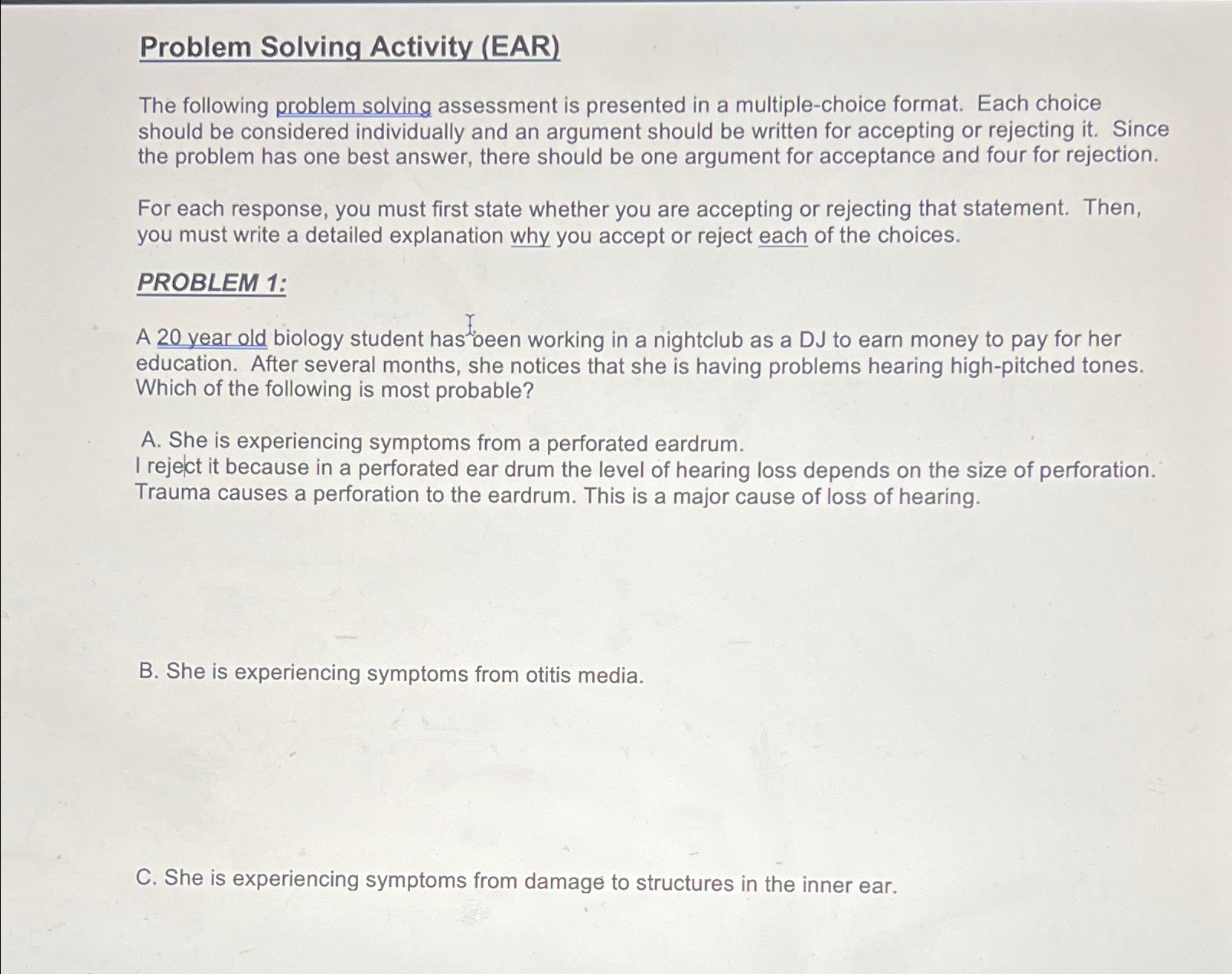 Solved Problem Solving Activity (EAR)The following problem | Chegg.com