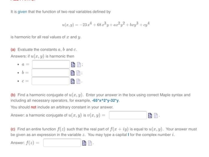 Solved It Is Given That The Function Of Two Real Variables 
