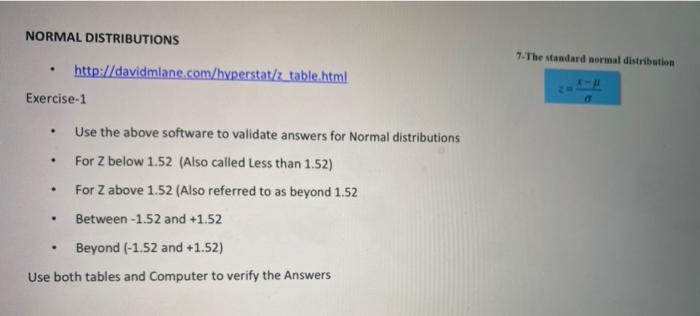 Solved NORMAL DISTRIBUTIONS 7. The standard normal | Chegg.com