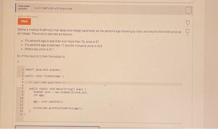 Solved Define a method findpriced that takes one integer | Chegg.com