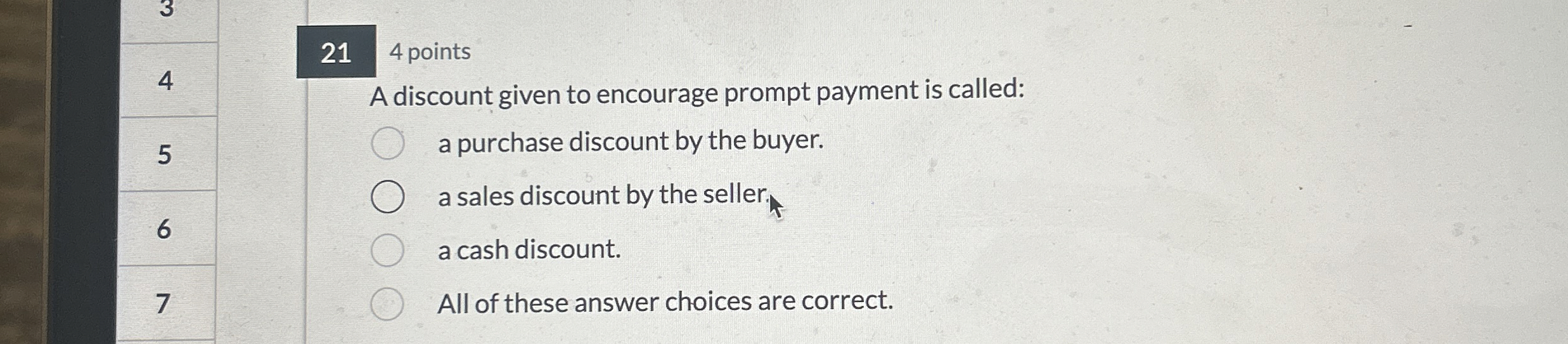 Solved 214 ﻿pointsA discount given to encourage prompt | Chegg.com