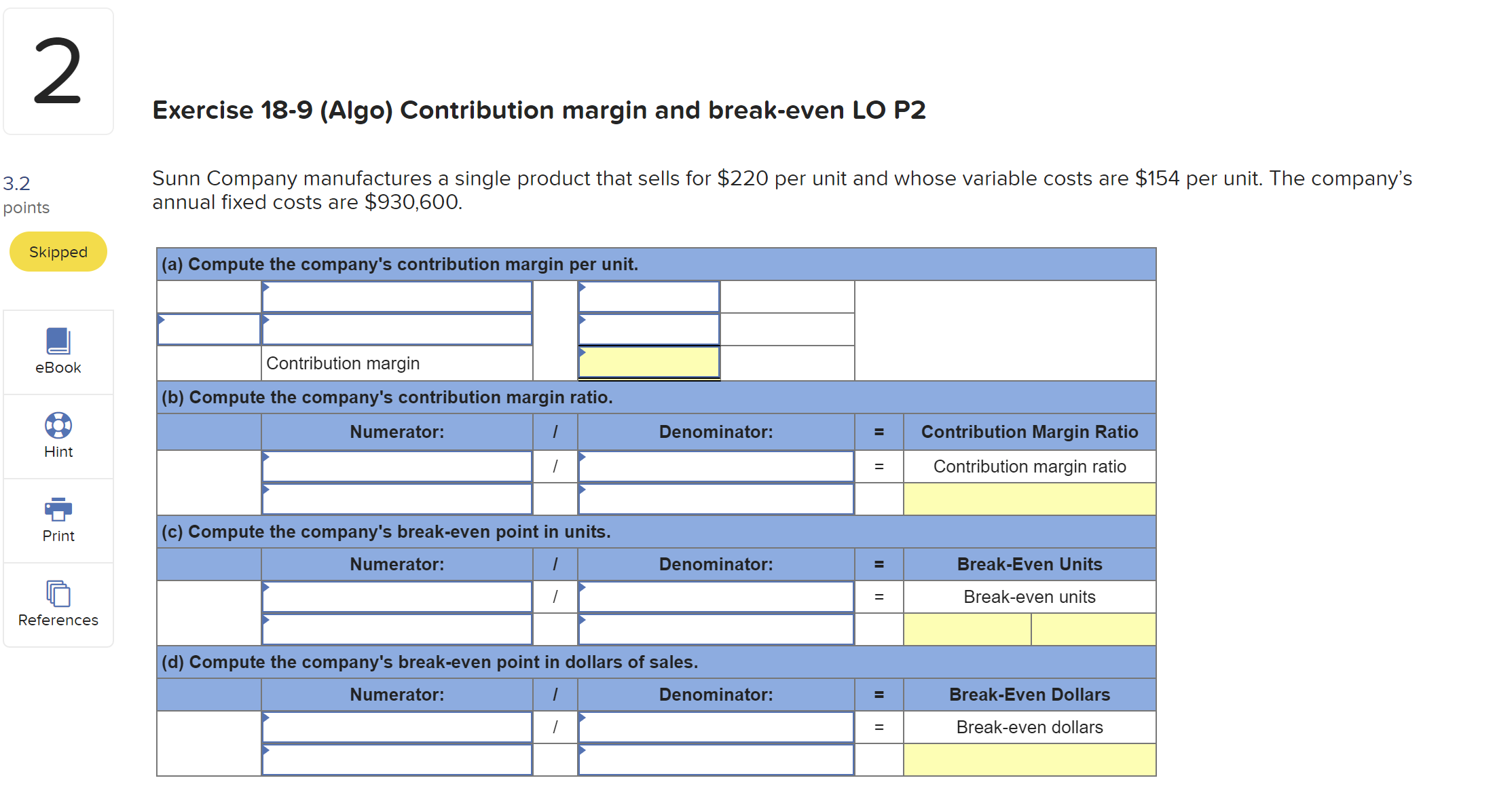 Solved Exercise 18-9 (Algo) ﻿Contribution margin and | Chegg.com