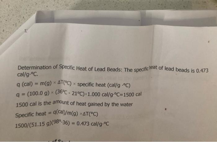 Solved How do you calculate the average specific heat of the | Chegg.com
