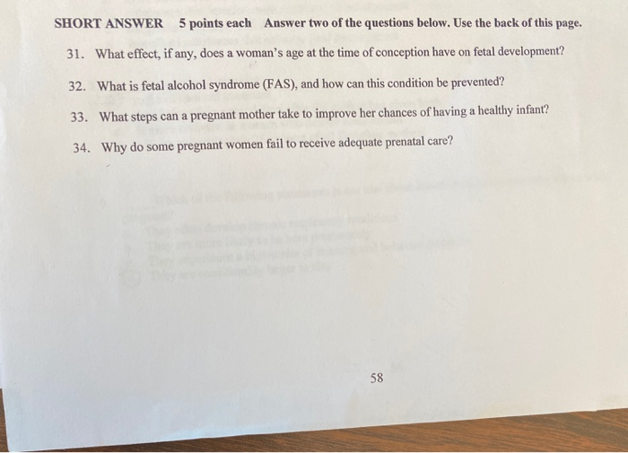 Solved SHORT ANSWER 5 points each Answer two of the | Chegg.com