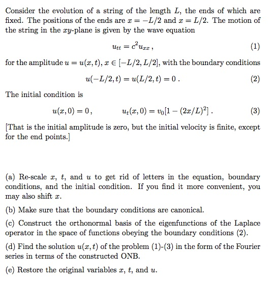 Consider the evolution of a string of the length L, | Chegg.com