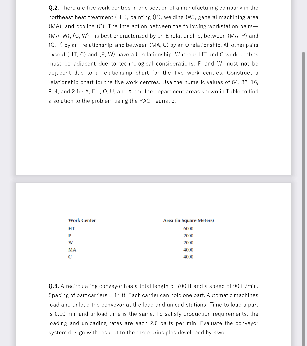 Solved Q.2. ﻿There are five work centres in one section of a | Chegg.com