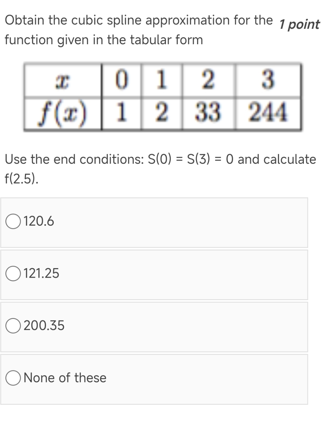 Solved Obtain the cubic spline approximation for the 1 | Chegg.com