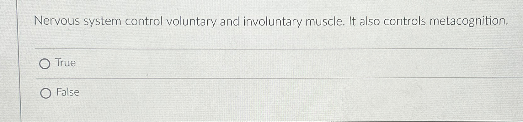 Solved Nervous system control voluntary and involuntary | Chegg.com