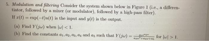 Solved 5. Modulation and filtering Consider the system shown | Chegg.com