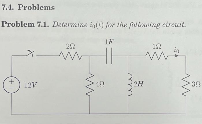 Solved Problem 7.1. Determine i0(t) for the following | Chegg.com