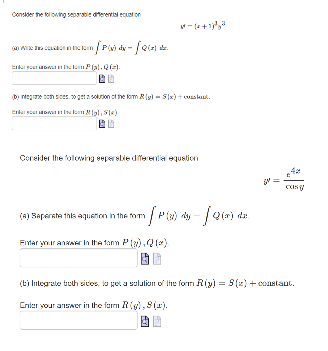 Solved Consider the following separable differential | Chegg.com
