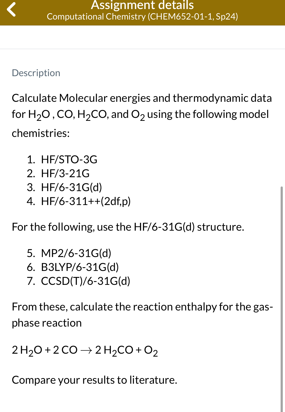 Solved Assignment detailsComputational Chemistry | Chegg.com