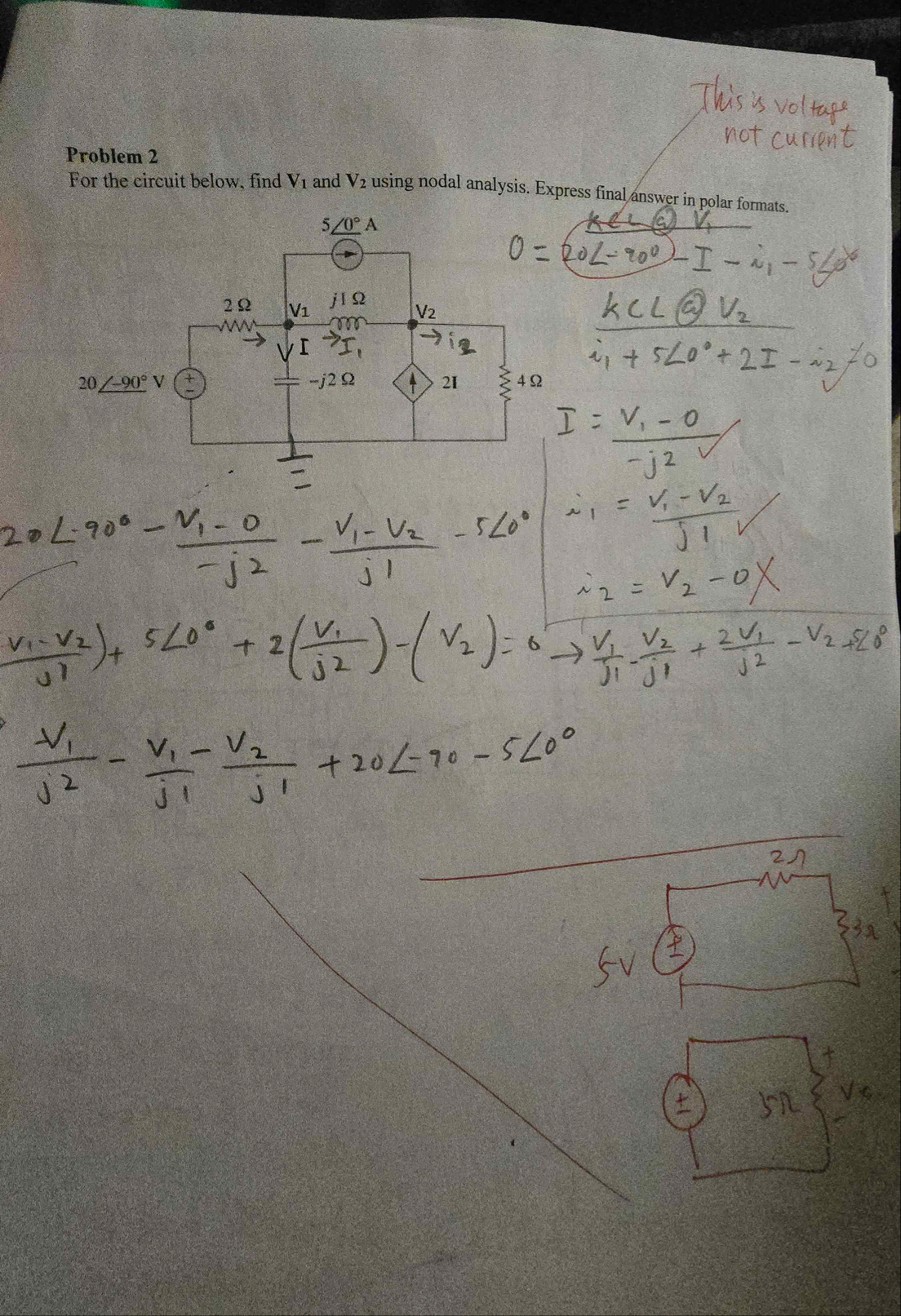 Solved This s voltapenot currentProblem 2For the circuit | Chegg.com