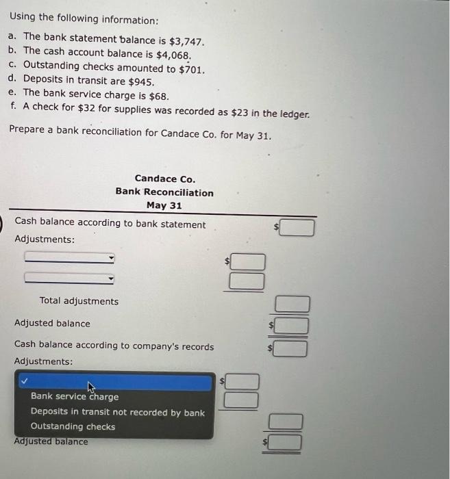 Solved Using the following information: a. The bank | Chegg.com