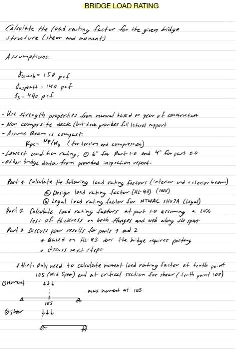 BRIDGE LOAD RATING Calevlate the lead rating factor | Chegg.com