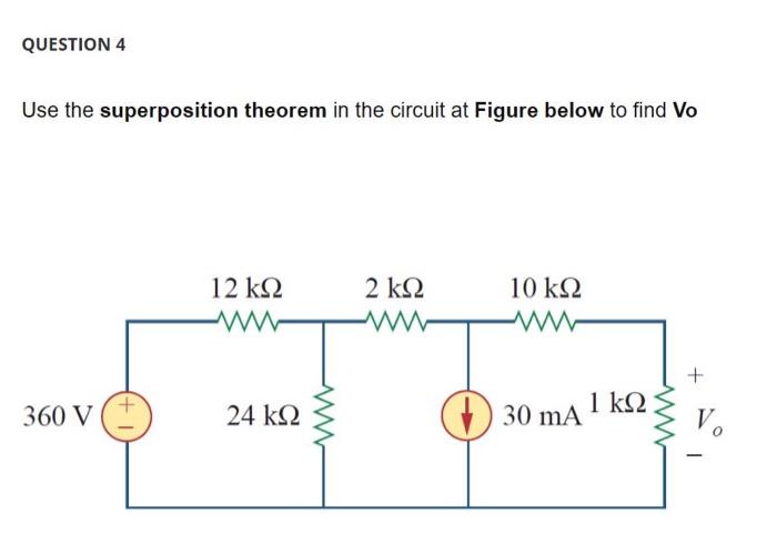 Solved Using the superposition theorem to find the load | Chegg.com