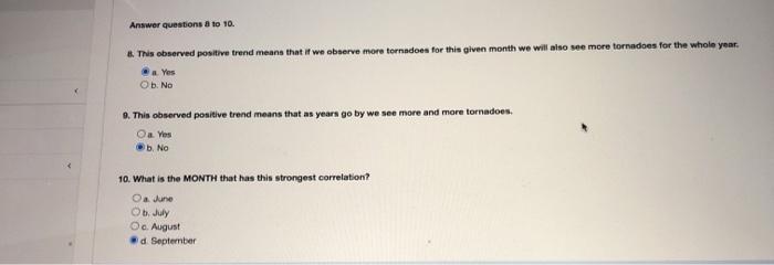 Solved Use the Tornadoes data to find the month that has the | Chegg.com