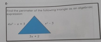Solved g.Find the perimeter of the following triangle as an | Chegg.com
