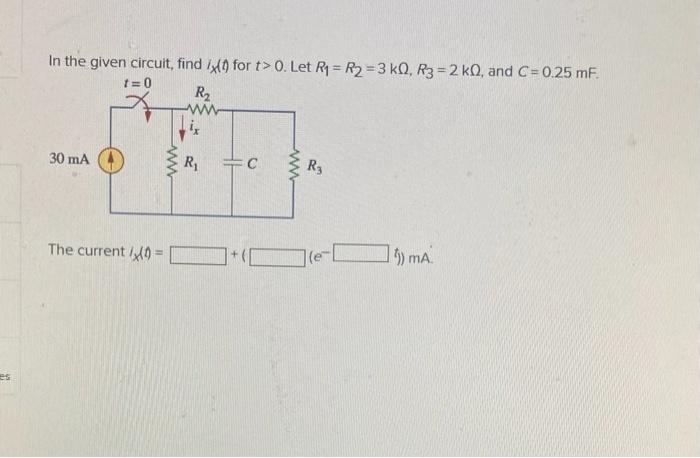Solved In the given circuit, find ix(t) for t>0. Let | Chegg.com