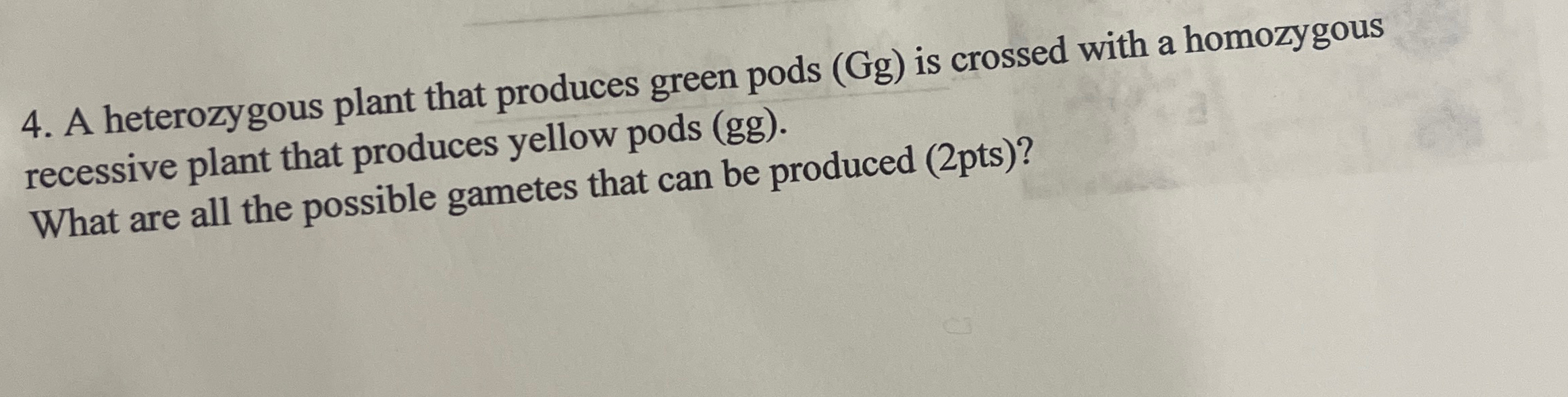 Solved A heterozygous plant that produces green pods (Gg) | Chegg.com