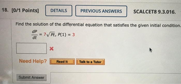 Solved 18. [0/1 Points] DETAILS PREVIOUS ANSWERS SCALCET8 | Chegg.com