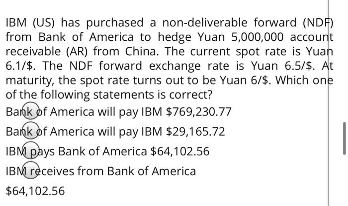 Solved IBM (US) has purchased a non-deliverable forward | Chegg.com