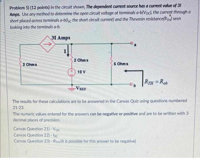 Solved Problem 5) (12 points) In the circuit shown, The | Chegg.com