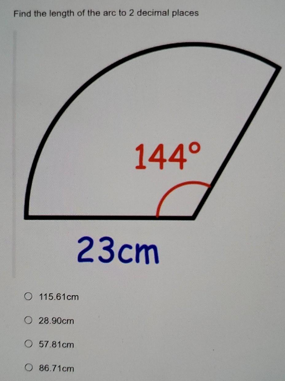 Solved Find the length of the arc to 2 decimal places 14mm O | Chegg.com