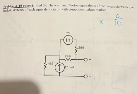 Solved Problem 4 ( 10 ﻿points). ﻿Find the Thevenin and | Chegg.com