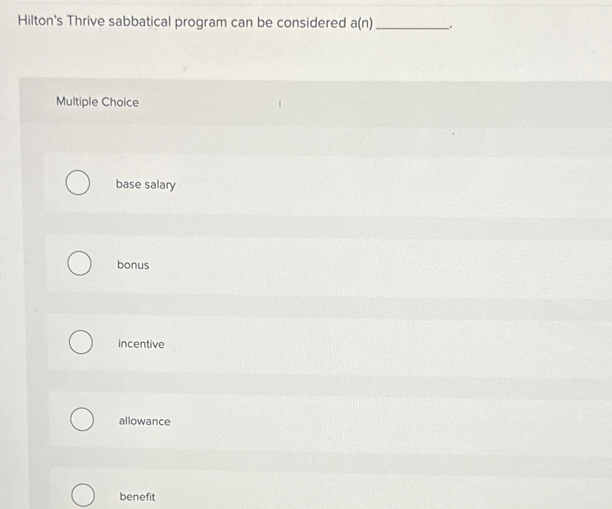 Solved Hilton's Thrive sabbatical program can be considered | Chegg.com