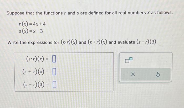 Solved Suppose that the functions r and s are defined for | Chegg.com
