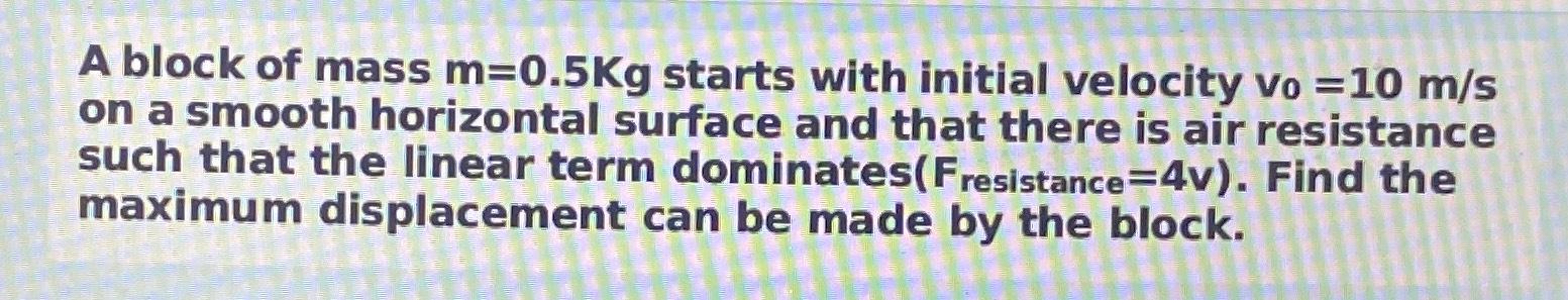 Solved A block of mass m=0.5Kg ﻿starts with initial velocity | Chegg.com