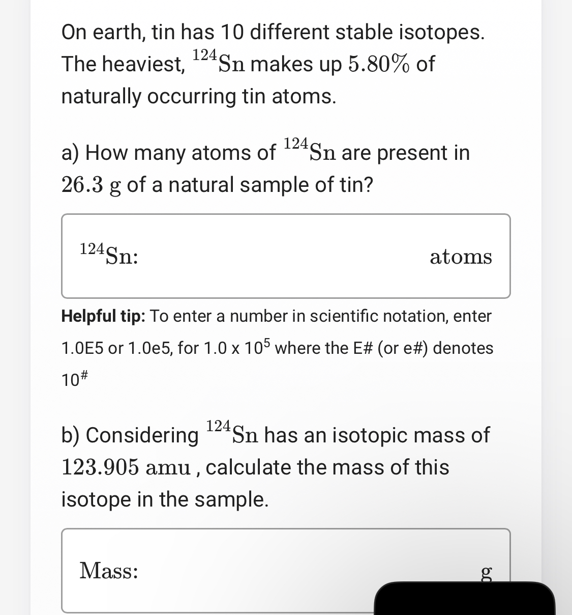 Solved On earth, tin has 10 ﻿different stable isotopes. The | Chegg.com