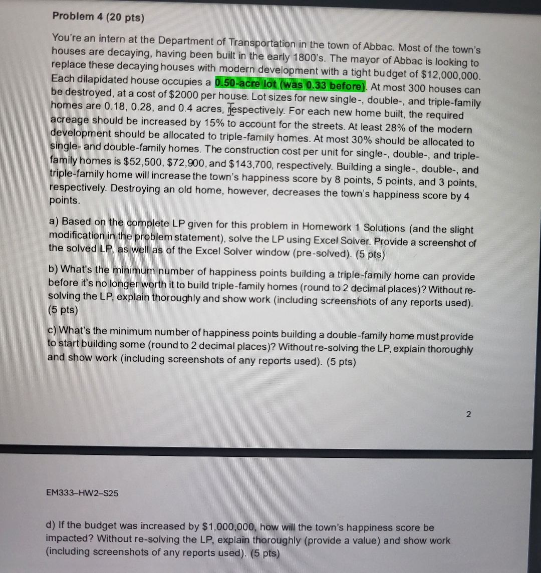 Solved Problem 4 ( 20 ﻿pts )You're an intern at the | Chegg.com