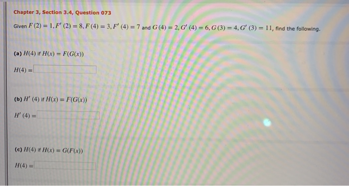 Solved Chapter 3, Section 3.4, Question 073 Given F (2) = 1, | Chegg.com
