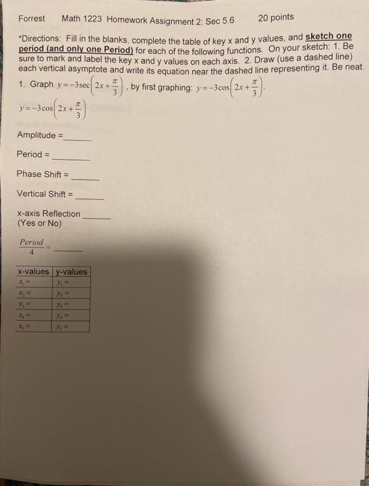 Solved Forrest Math 1223 Homework Assignment 2: Sec 5 6 20 | Chegg.com