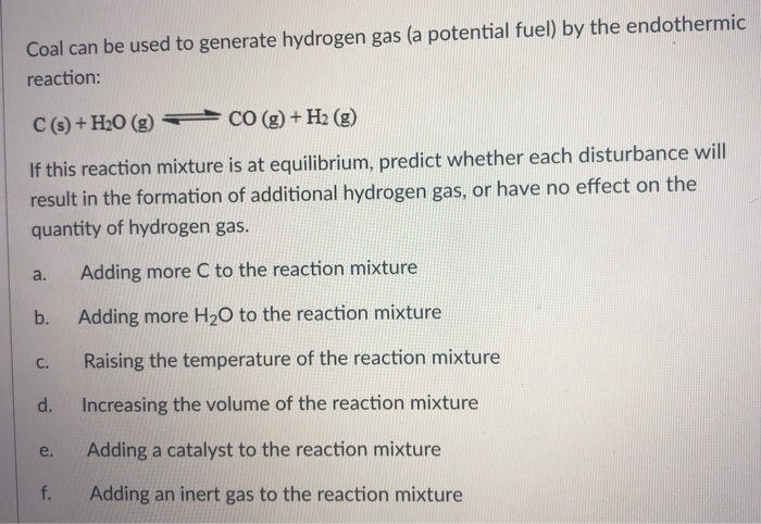 Solved Coal can be used to generate hydrogen gas (a | Chegg.com