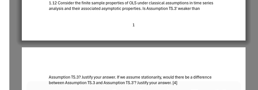 Solved Consider the finite sample properties of OLS under | Chegg.com
