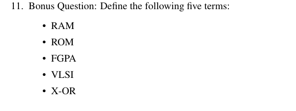 Solved Bonus Question: Define the following five | Chegg.com Solved Bonus Question: Define the following five | Chegg.com