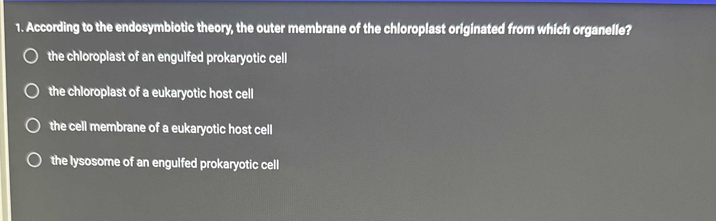 Solved According to the endosymblotic theory, the outer | Chegg.com