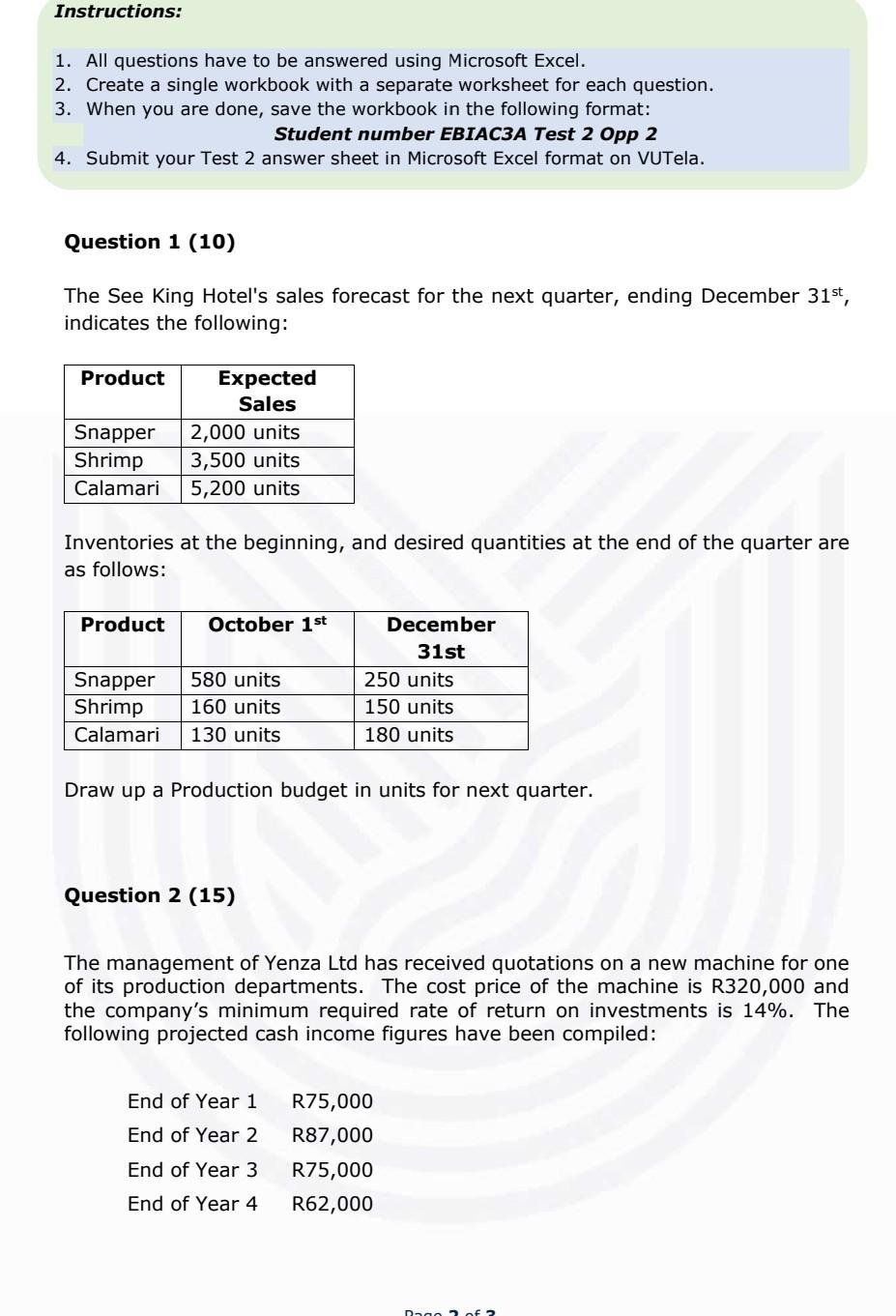 Solved Instructions: 1. All questions have to be answered | Chegg.com