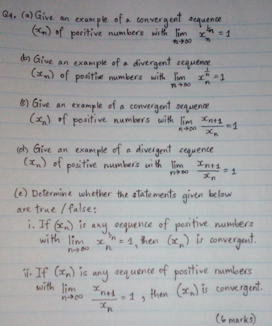 Solved Q4. (a) Give an example of a convergent sequence . | Chegg.com