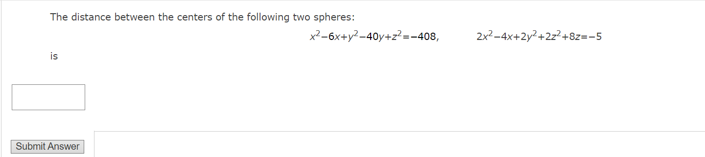 Solved The distance between the centers of the following two | Chegg.com