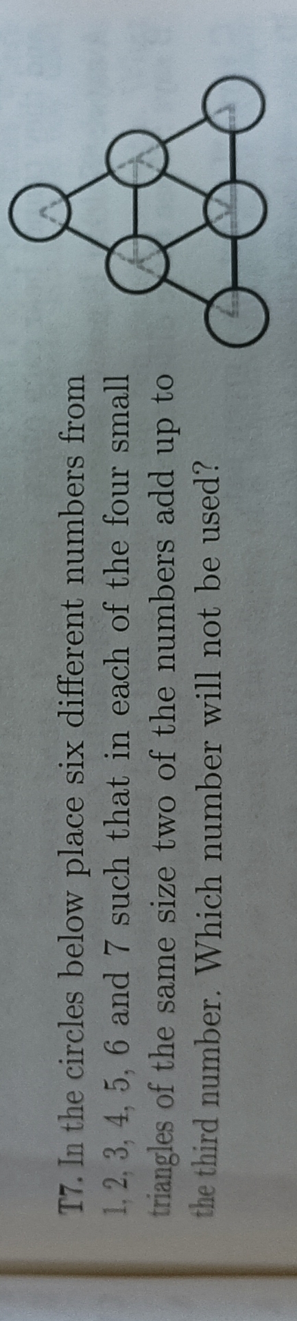 Solved T7. ﻿In the circles below place six different numbers | Chegg.com